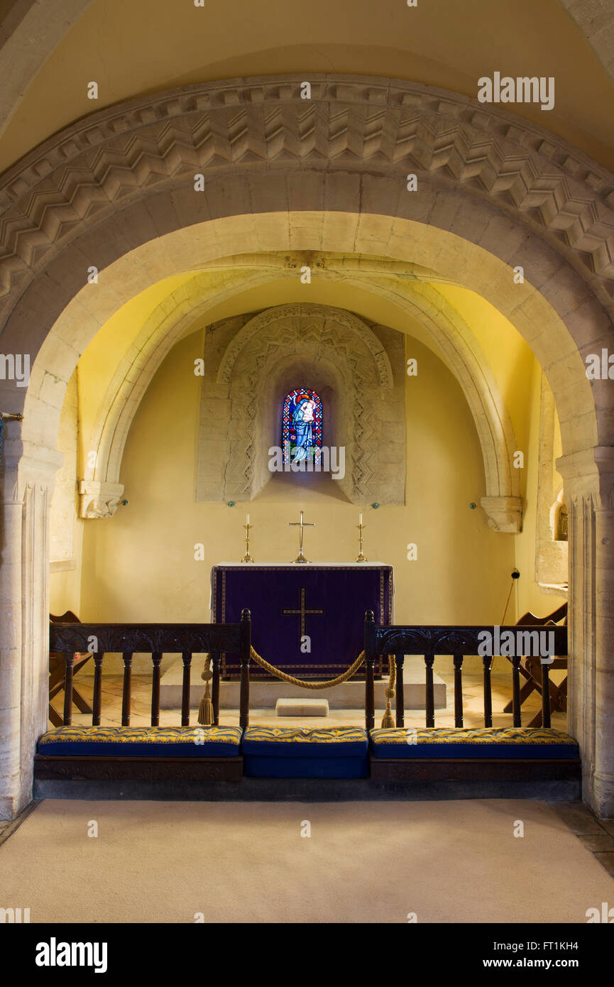 Altar and Stained Glass window interior of St John the Evangelist ...
