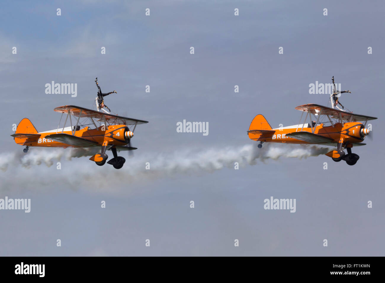 Breitling boeing stearman biplane wingwalker hi-res stock photography ...