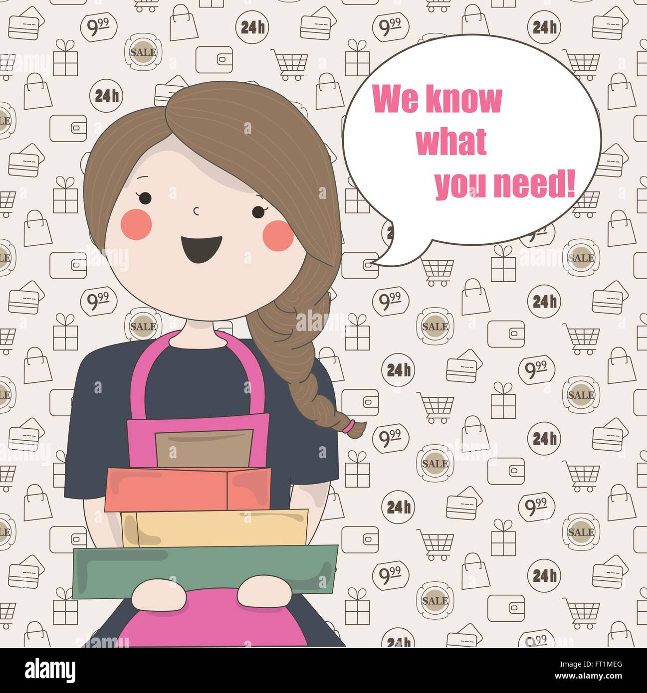 Girl shopping boxes Stock Vector Images - Alamy