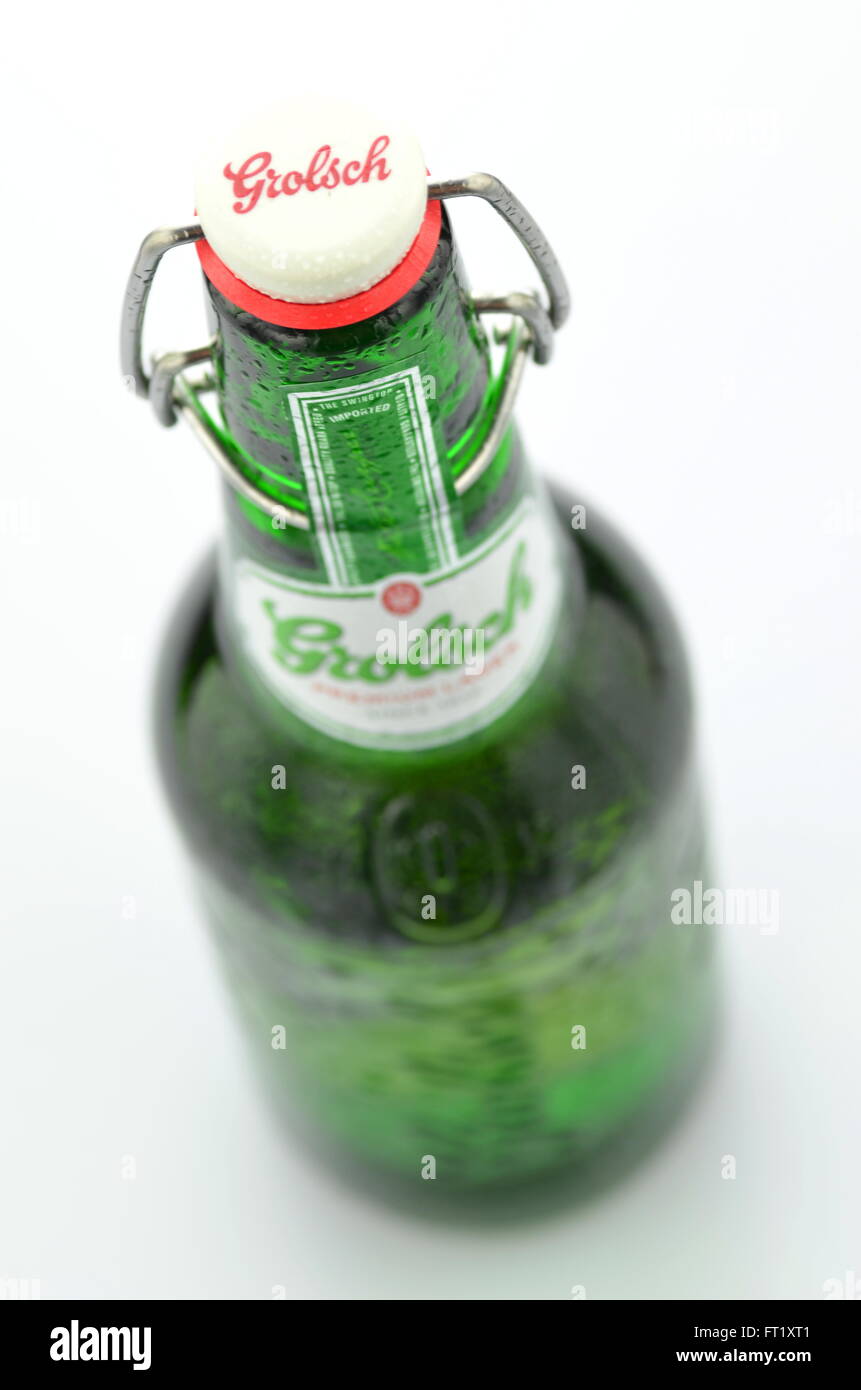 Grolsch premium lager beer isolated on white background Stock Photo - Alamy
