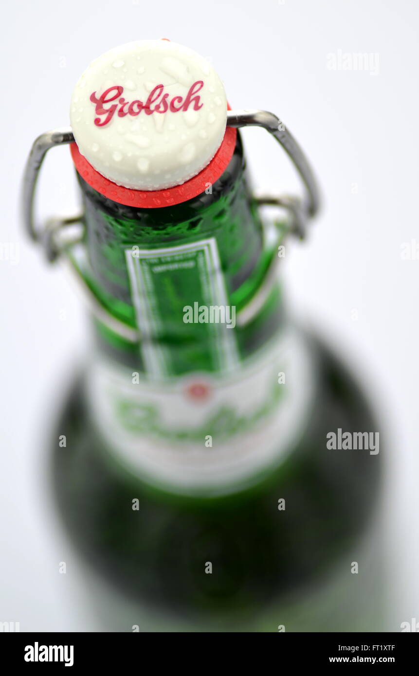 Grolsch premium lager beer isolated on white background Stock Photo - Alamy
