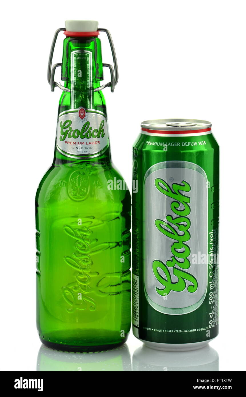 Grolsch premium lager beer isolated on white background Stock Photo - Alamy