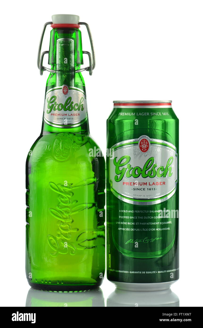 Grolsch premium lager beer isolated on white background Stock Photo - Alamy