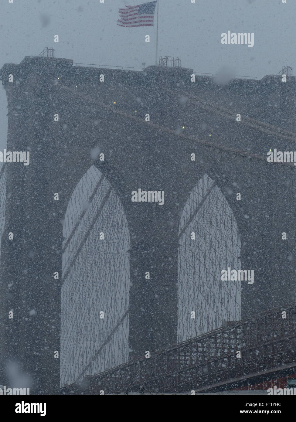 Brooklyn Bridge during snow storm Stock Photo - Alamy