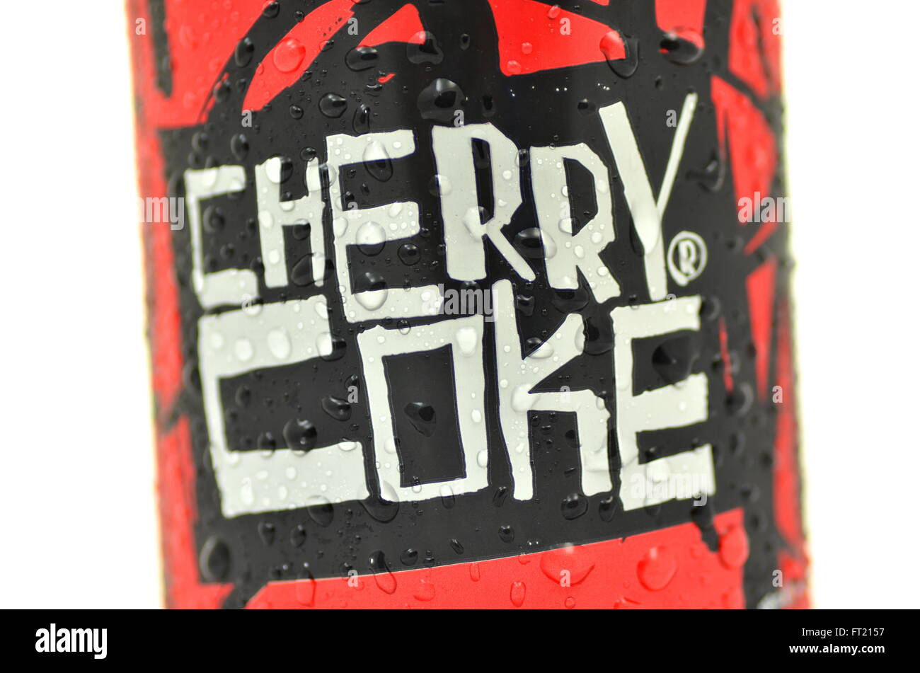 Cherry Coke drink on ice cubes Stock Photo - Alamy