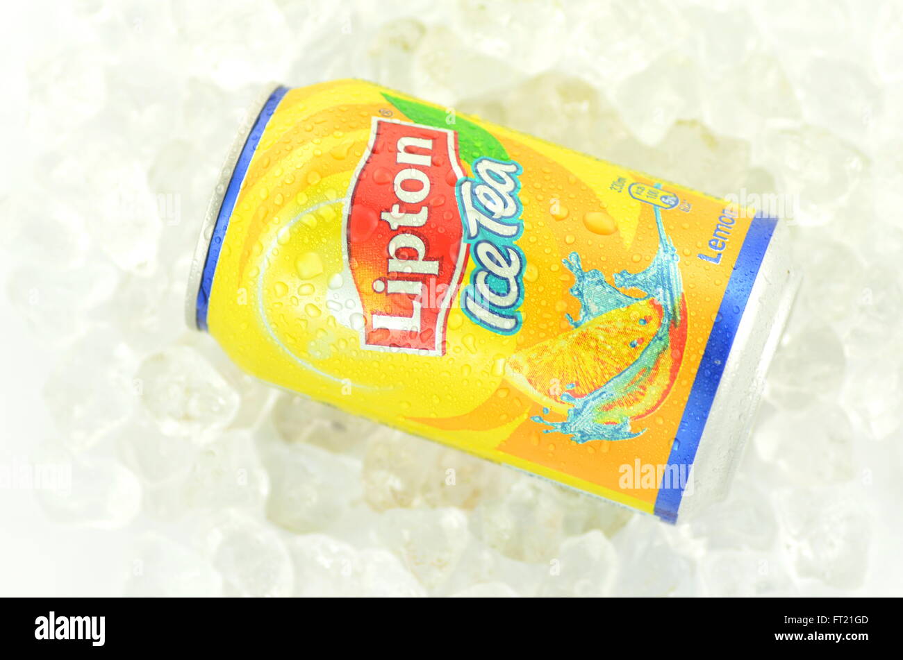 Lipton Ice Tea drink on ice. Lipton Ice Tea is a brand sold by Lipton ...