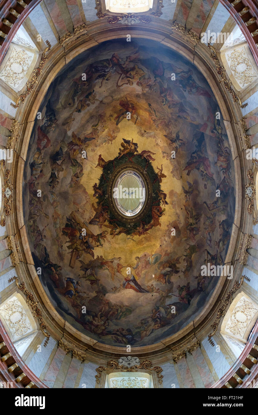 Detail of the painted dome ceiling of the St. Peter church in Vienna ...