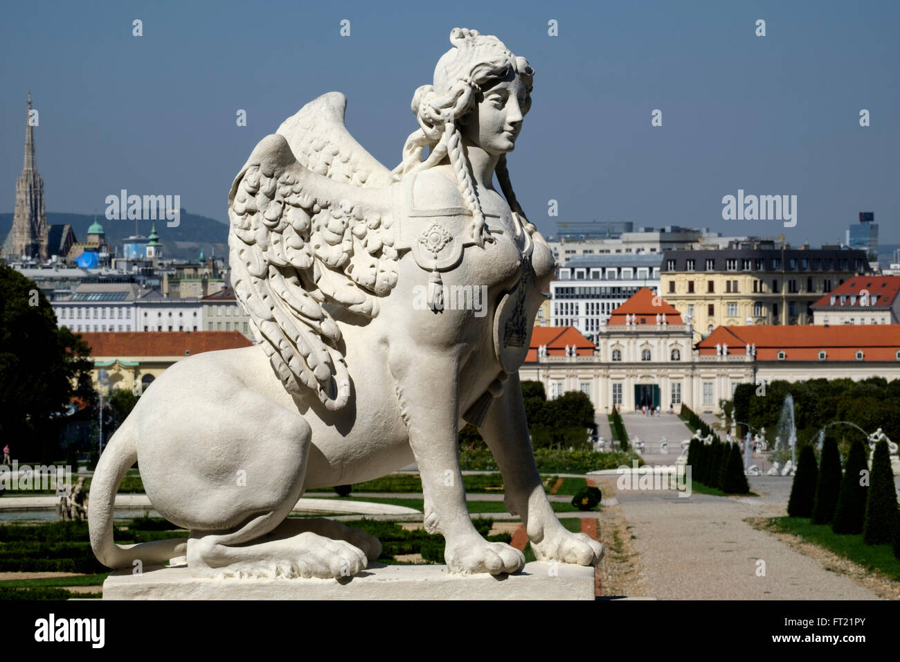Sphinx statue at the Belvedere Palace gardens in Vienna, Austria ...