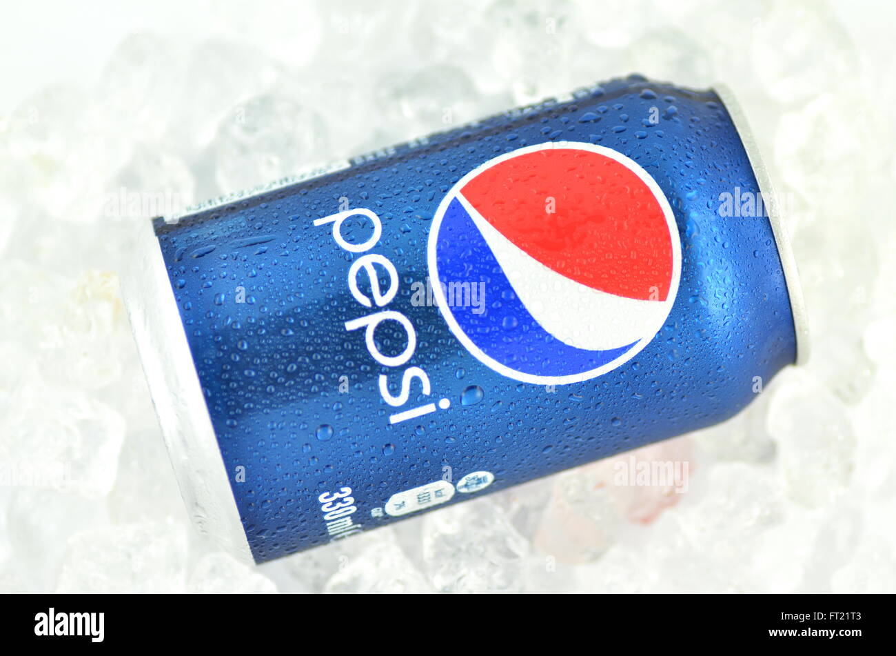 Pepsi drink in can on ice isolated on white background Stock Photo - Alamy