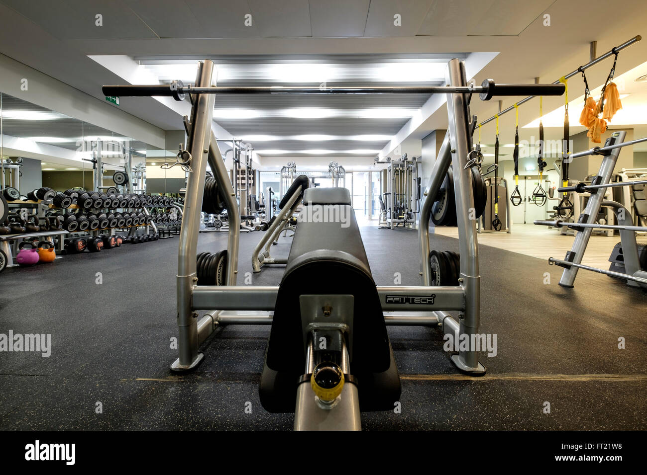 Empty Gym Photography Weight Lifting Bench On An Empty Gym Stock Photo