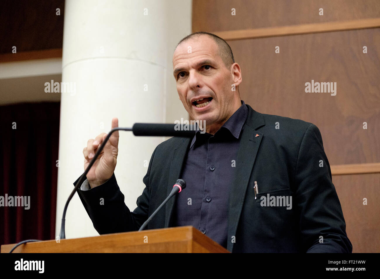 Former Finance Minister of Greece Yanis Varoufakis giving a speech ...