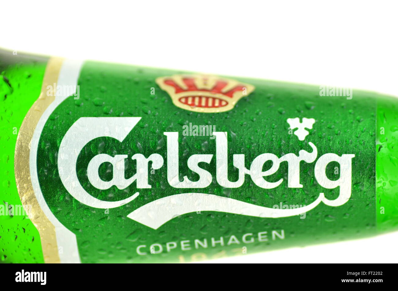 Carlsberg beer isolated on white background Stock Photo - Alamy