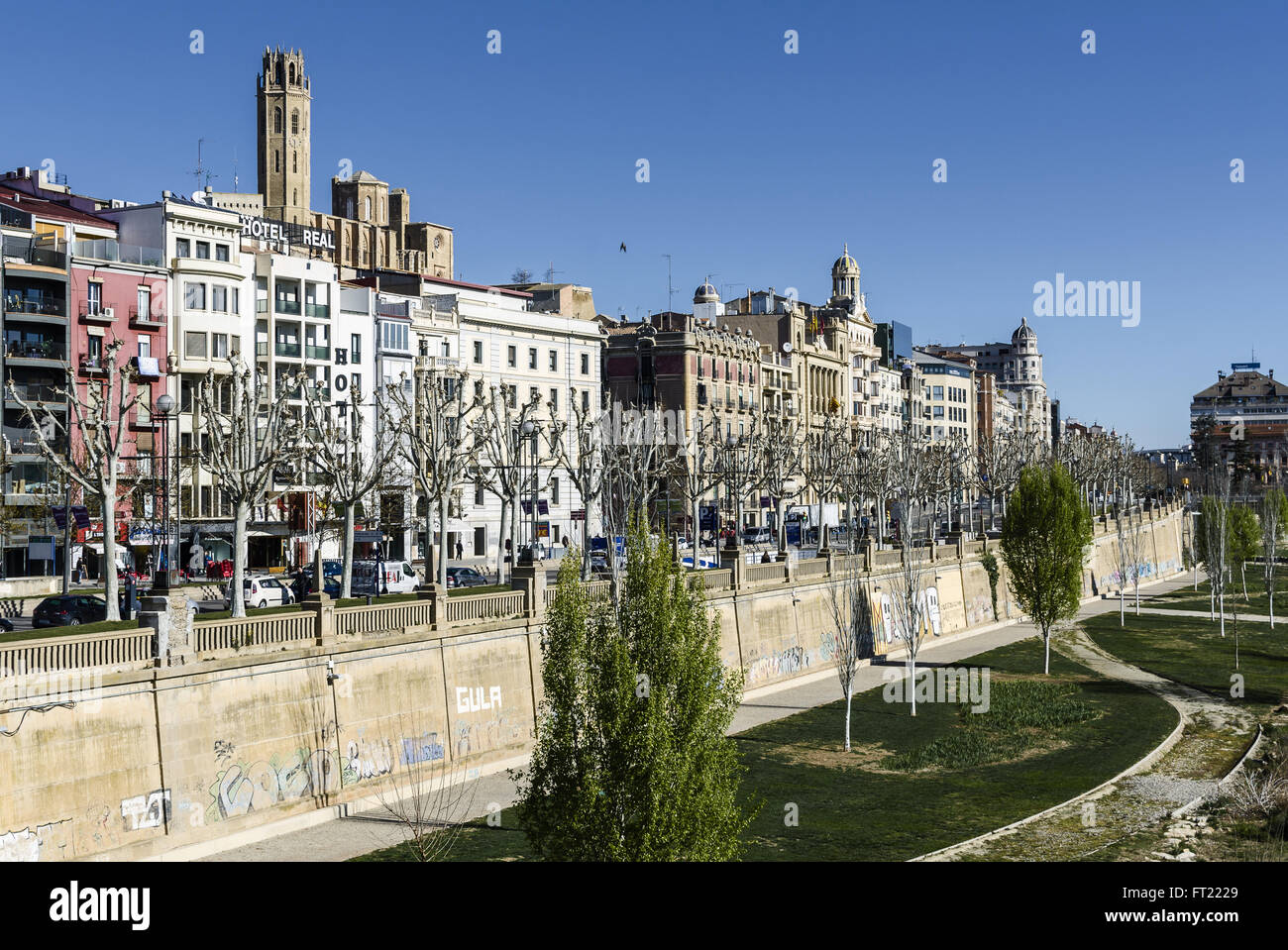 A lateral view of Lleida city center, Catalonia, Spain Stock Photo - Alamy