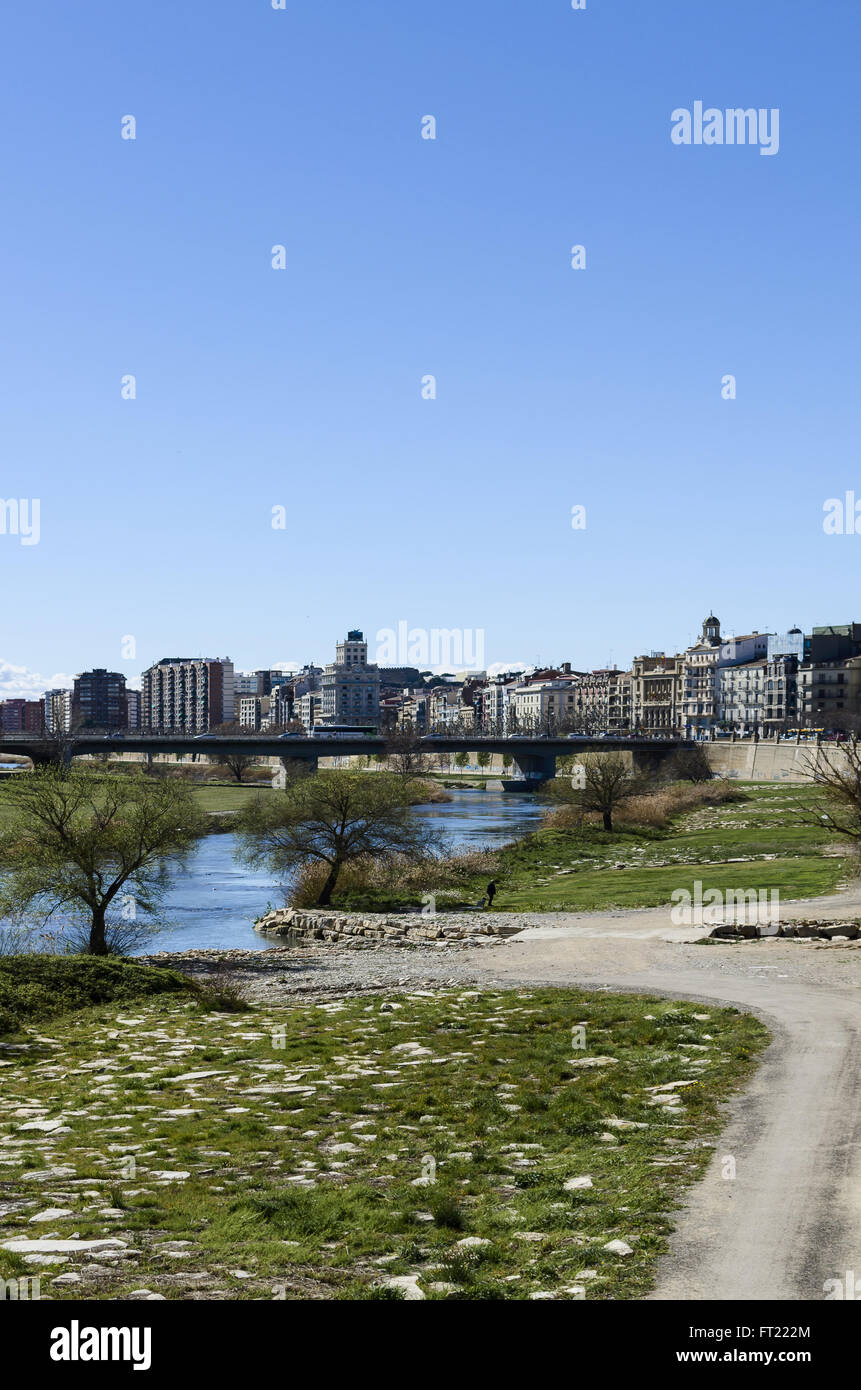A Segre river sight in Lleida city, Catalonia, Spain Stock Photo - Alamy