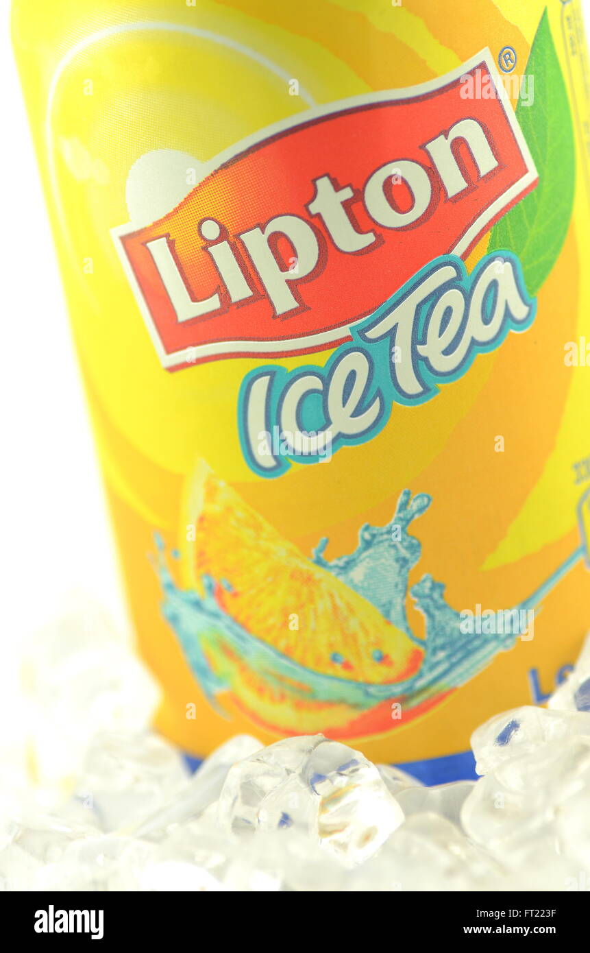 Lipton Ice Tea drink on ice. Lipton Ice Tea is a brand sold by Lipton ...