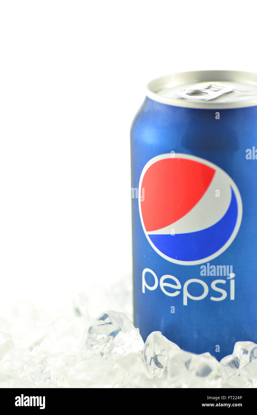 Pepsi drink in can on ice isolated on white background Stock Photo - Alamy