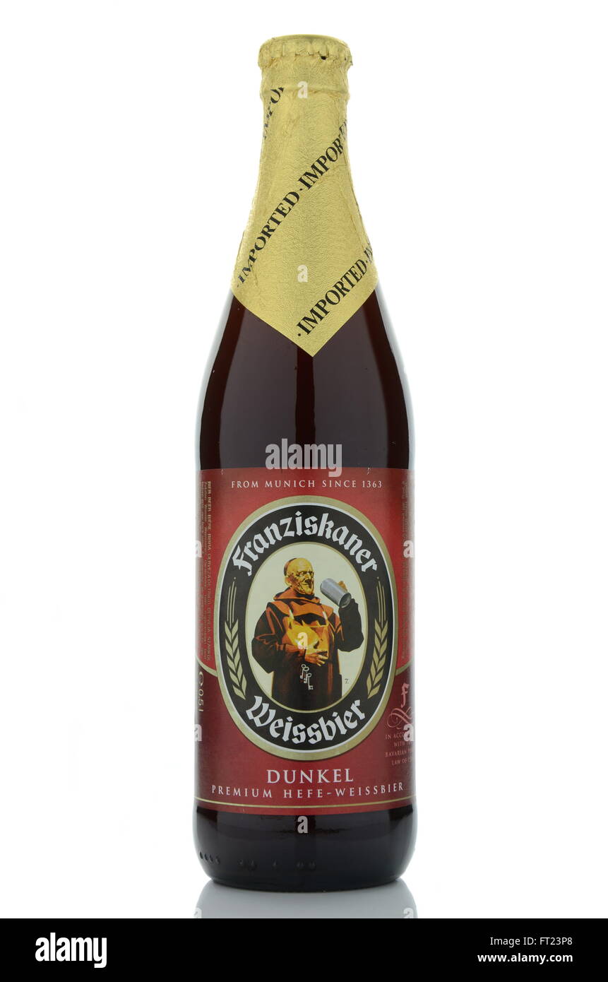 Franziskaner premium beer isolated on white background Stock Photo - Alamy