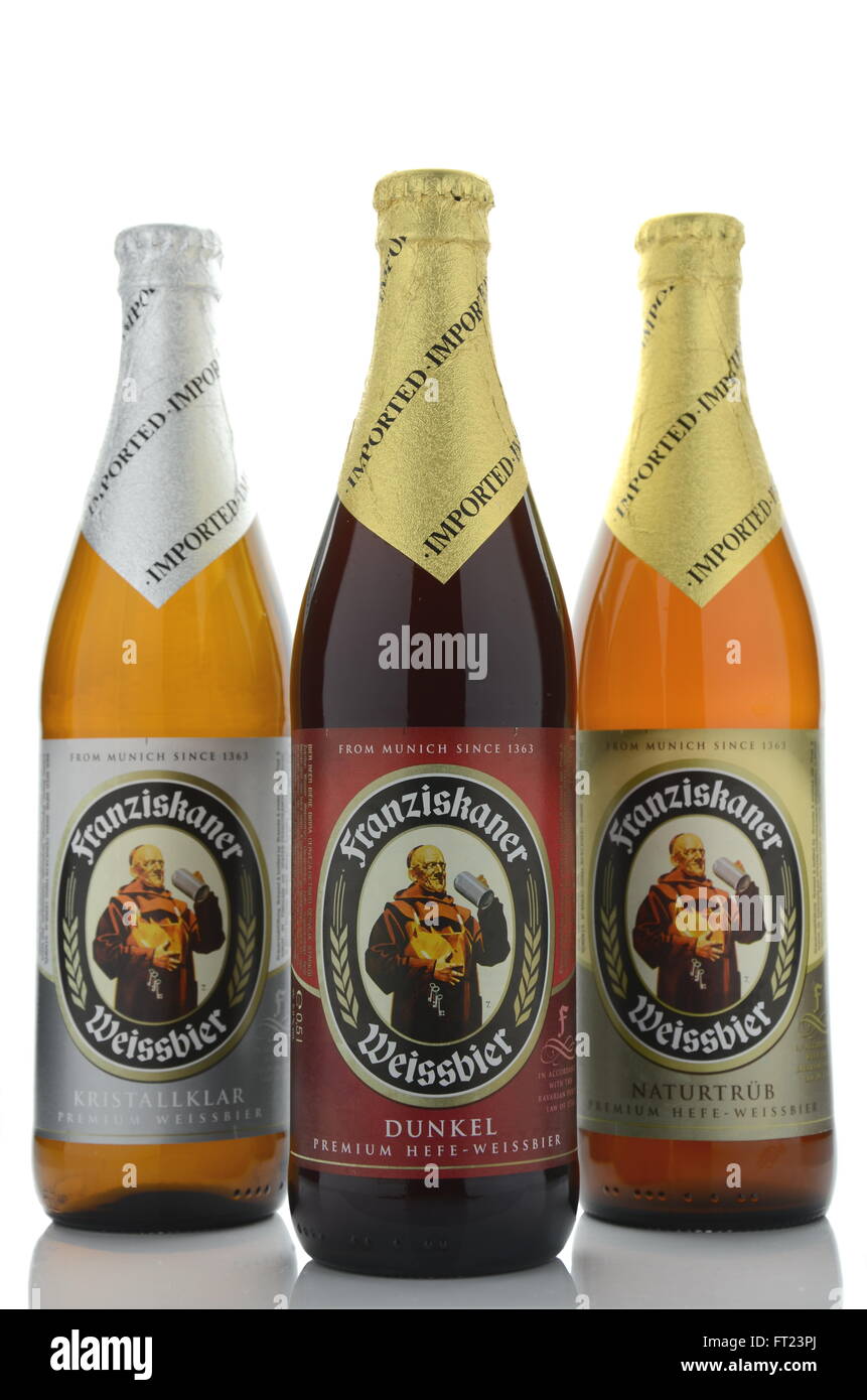 Franziskaner premium beer isolated on white background Stock Photo - Alamy