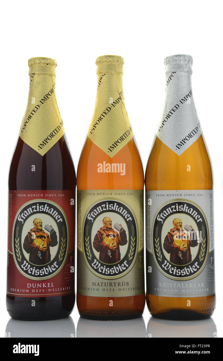 Franziskaner premium beer isolated on white background Stock Photo - Alamy