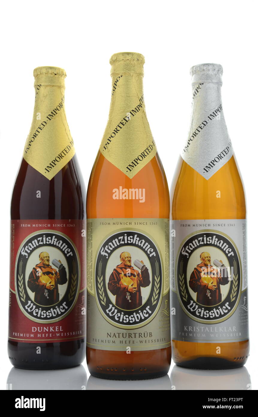 Franziskaner premium beer isolated on white background Stock Photo - Alamy