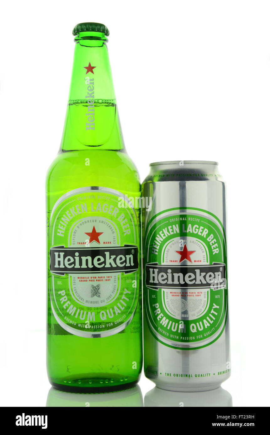 Heineken lager beer isolated on white background Stock Photo - Alamy