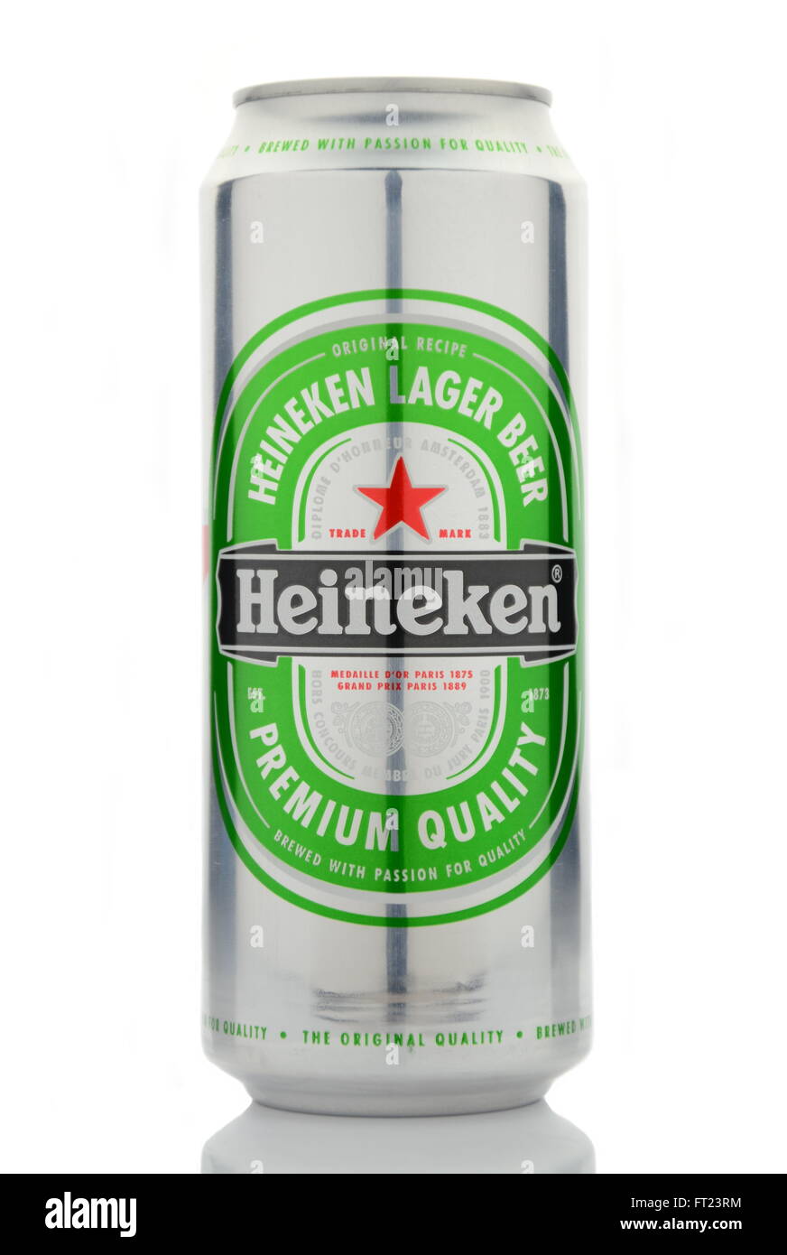 Heineken lager beer isolated on white background Stock Photo - Alamy