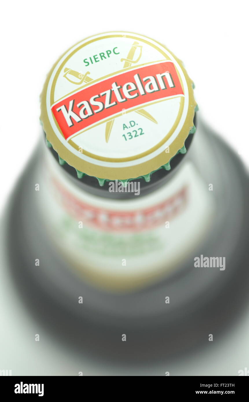Kasztelan unpasteurized lager beer isolated on white background Stock ...