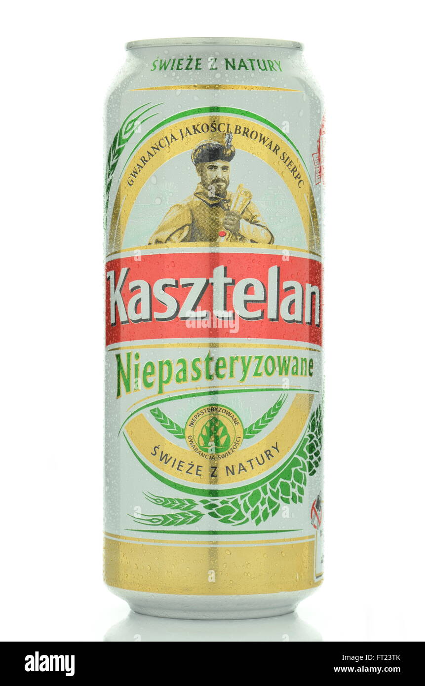 Kasztelan unpasteurized lager beer isolated on white background Stock ...