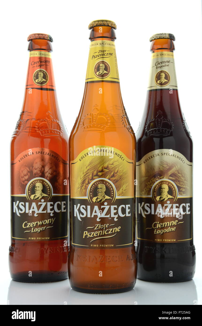 Various Ksiazece beer isolated on white background Stock Photo - Alamy