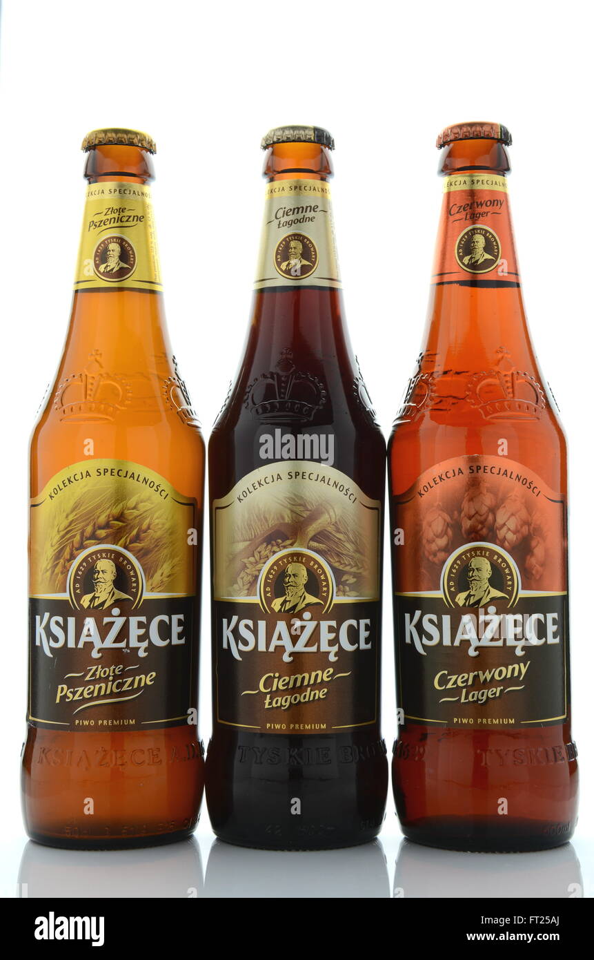 Various Ksiazece beer isolated on white background Stock Photo - Alamy