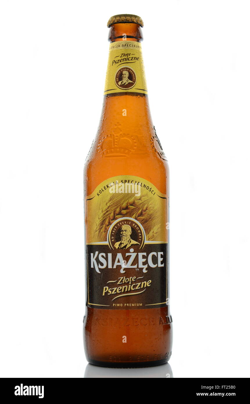 Wheat Ksiazece beer isolated on white background Stock Photo - Alamy