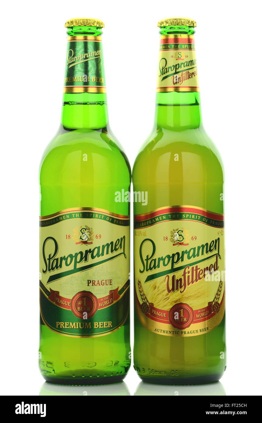 Staropramen beer isolated on white Stock Photo - Alamy
