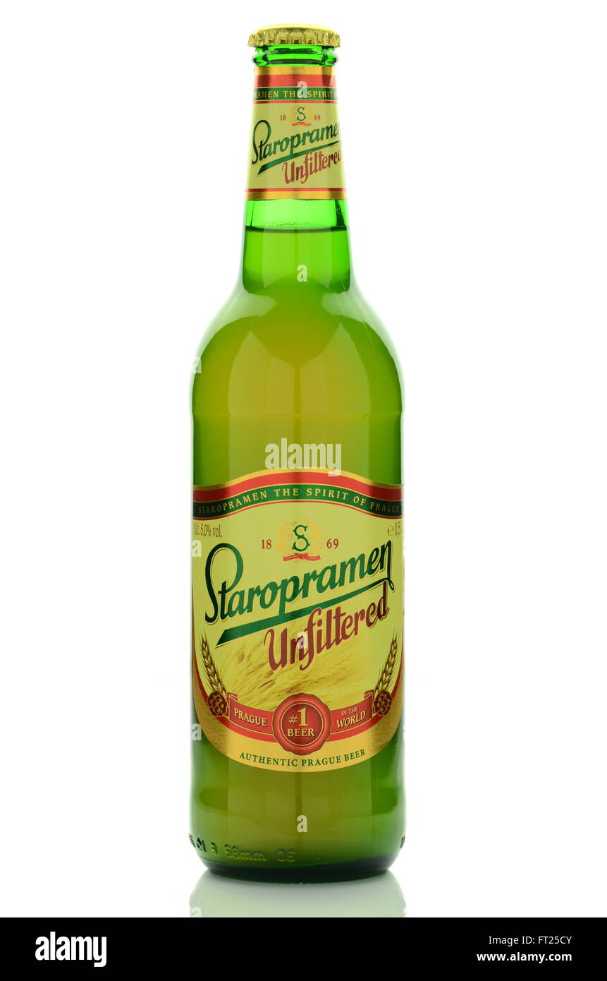 Staropramen beer isolated on white Stock Photo - Alamy