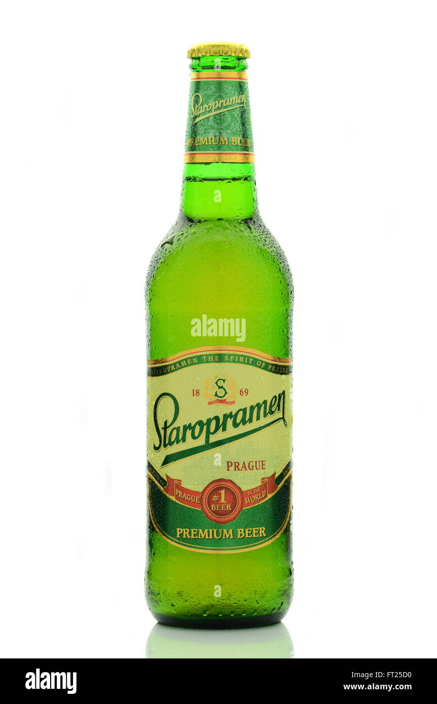 Staropramen beer isolated on white Stock Photo - Alamy
