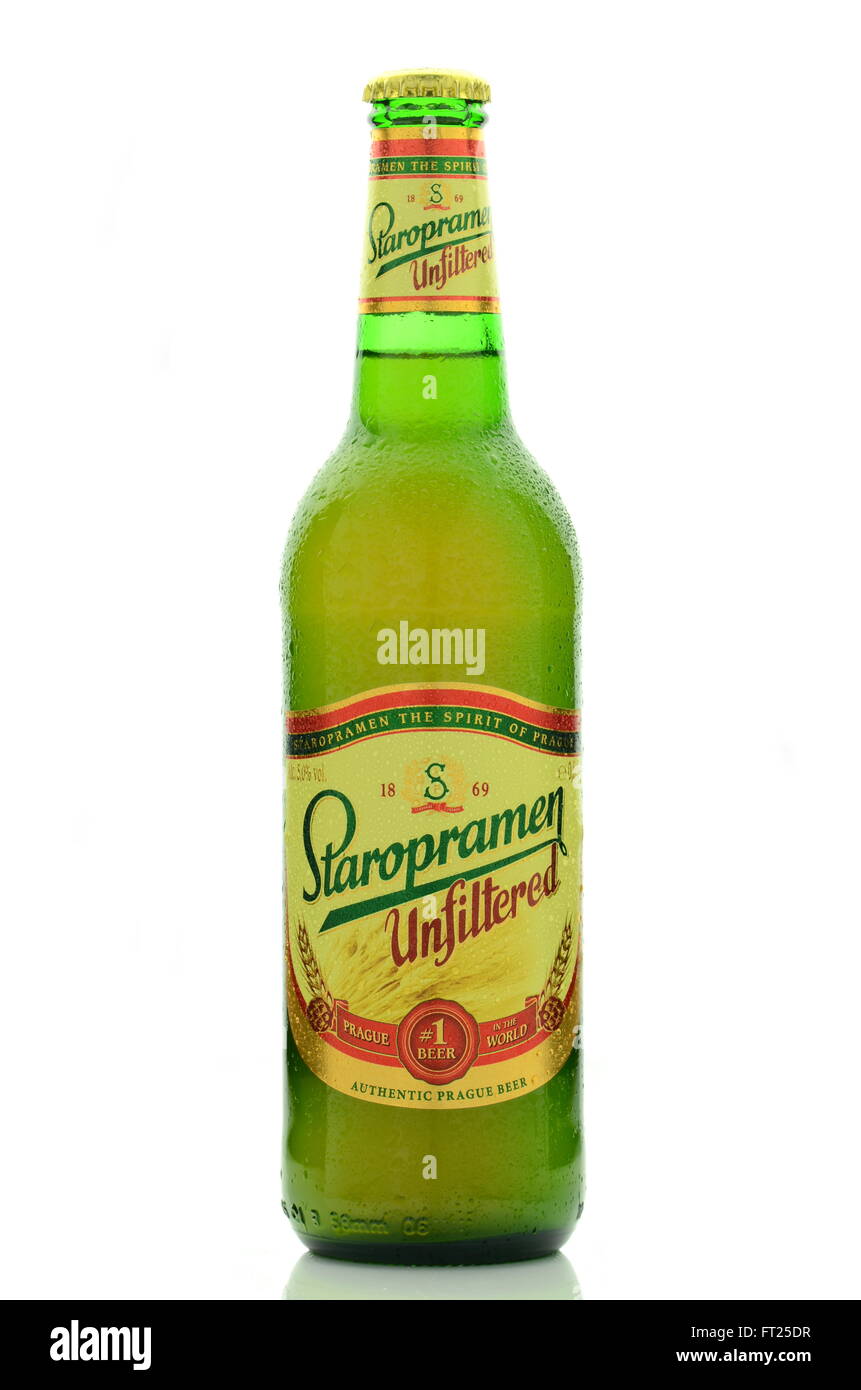 Staropramen beer isolated on white Stock Photo - Alamy