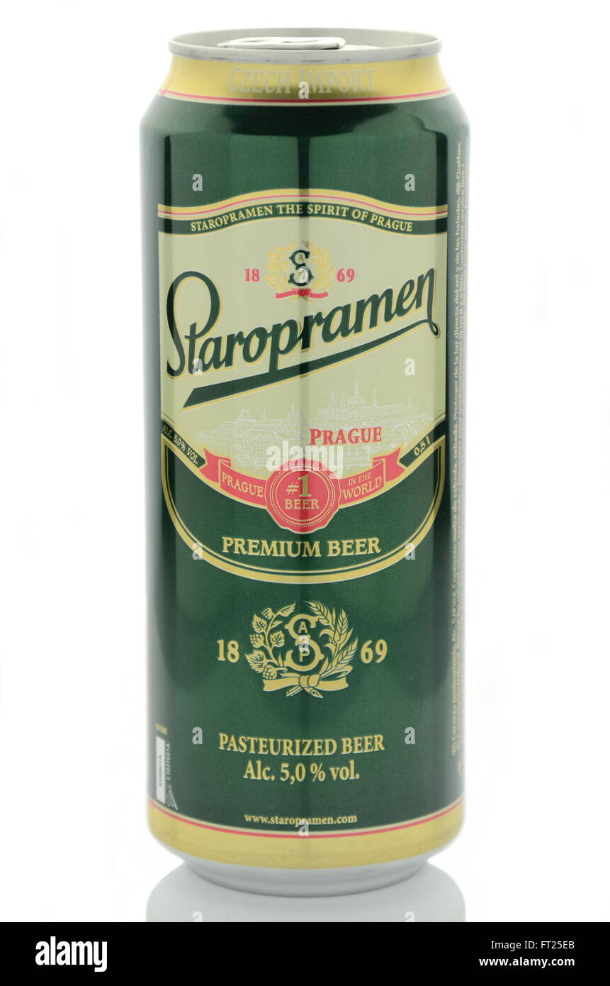 Staropramen beer isolated on white Stock Photo - Alamy