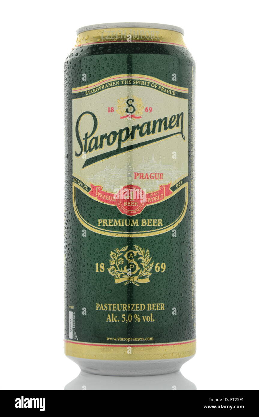 Staropramen beer isolated on white Stock Photo - Alamy