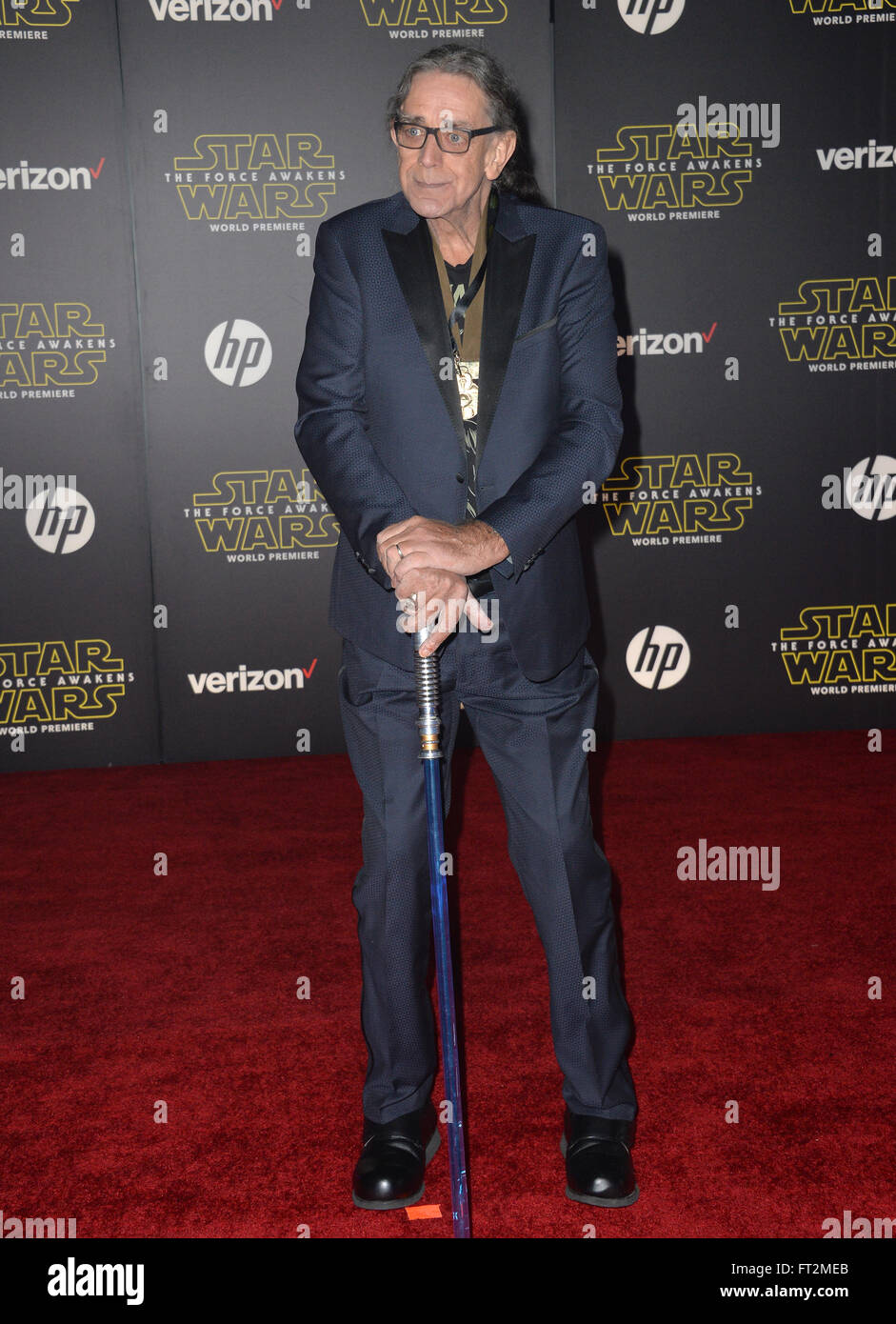 LOS ANGELES, CA - DECEMBER 14, 2015: Actor Peter Mayhew at the world ...