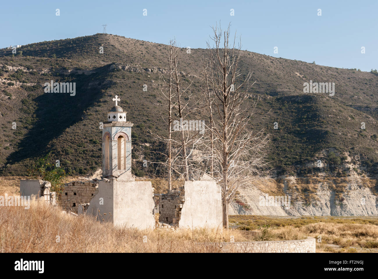 View on abandoned church of St. Nicholas. Alassa village. Troodos ...