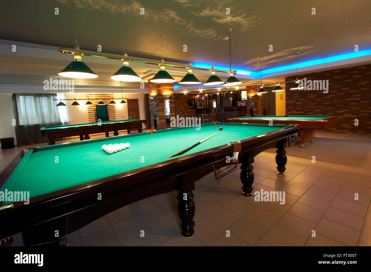 Billiard tables in a fashionable night club Stock Photo - Alamy