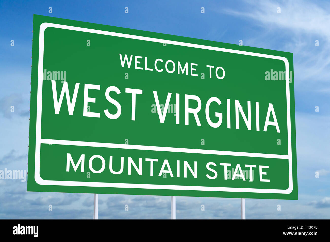 Welcome to West Virginia state concept on road sign, 3D rendering Stock ...