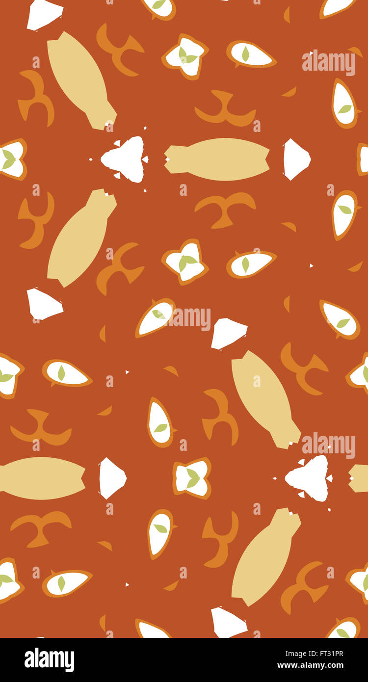 Seamless pattern of odd abstract brown, red and green shapes Stock ...