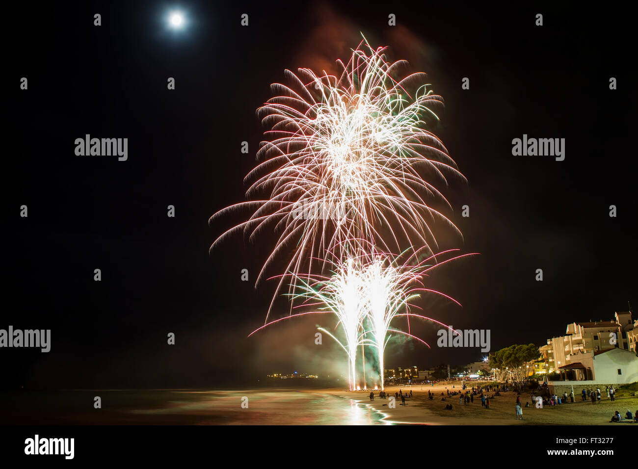 Fireworks on the beach, Spain Stock Photo - Alamy