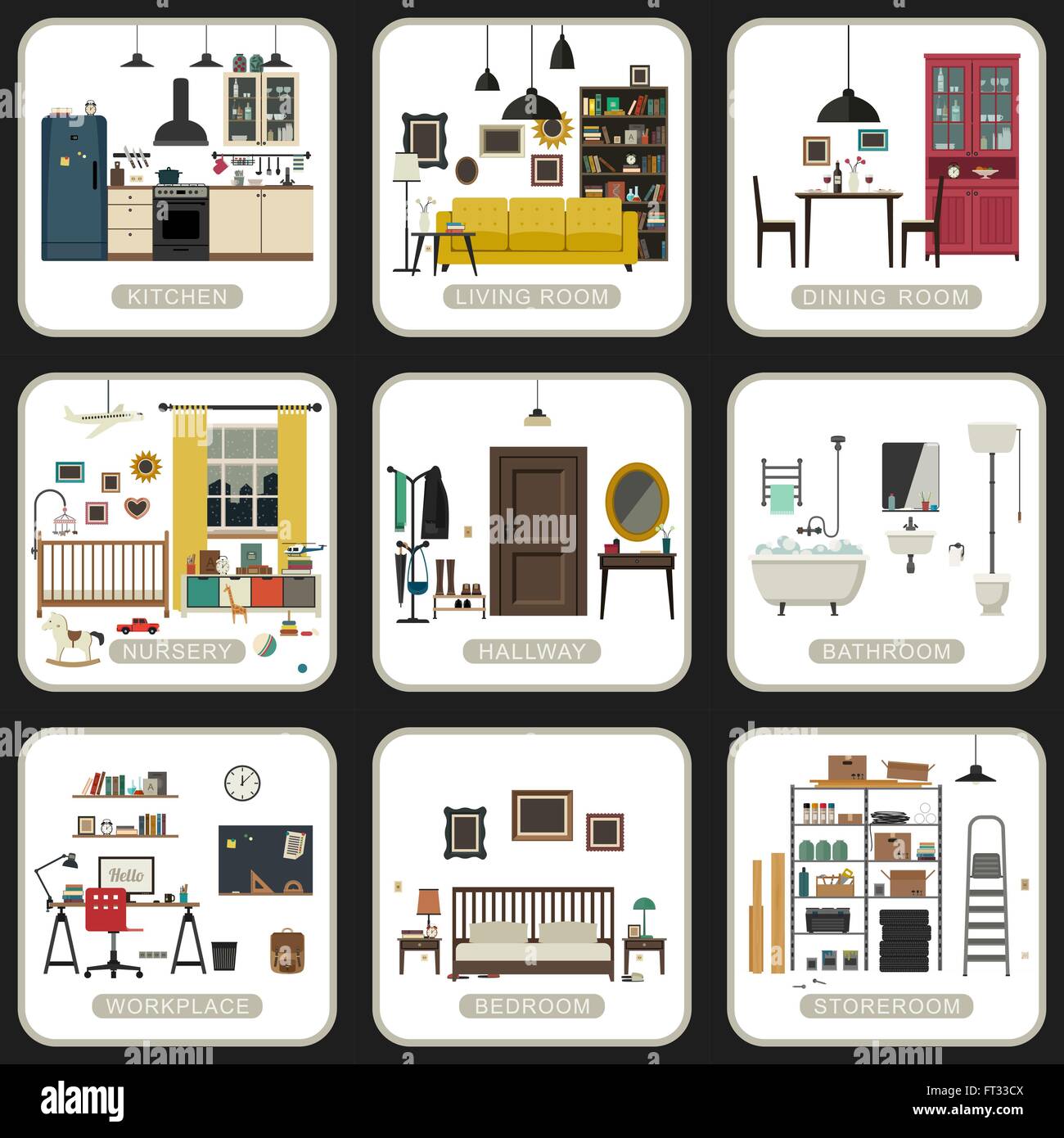 Dining room kitchen home Stock Vector Images - Alamy