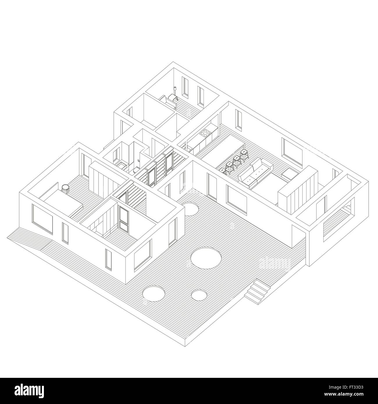 Isometric interior bathroom layout Stock Vector Images - Alamy