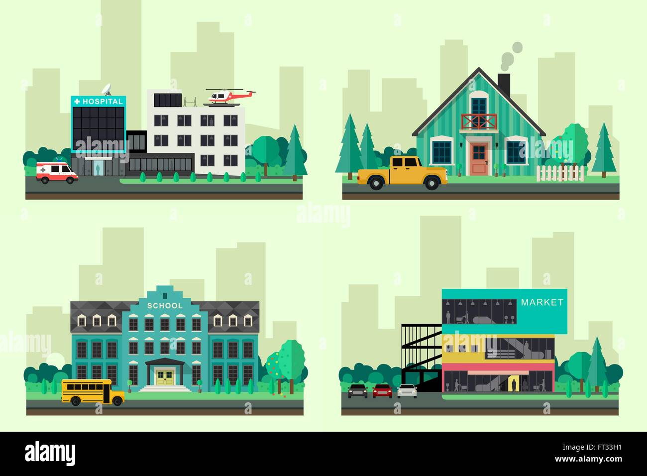 Vector flat buildings Stock Vector Image & Art - Alamy