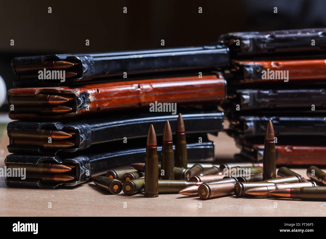 ammo for machine guns with loaded magazines Stock Photo - Alamy