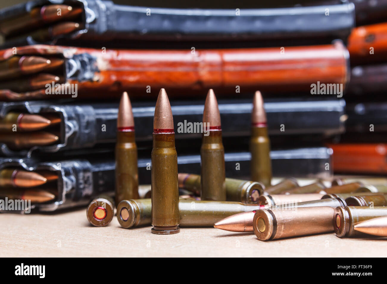 ammo for machine guns with loaded magazines Stock Photo - Alamy