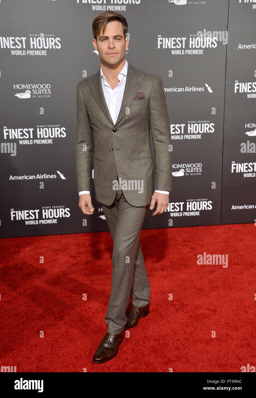 LOS ANGELES, CA - JANUARY 25, 2016: Actor Chris Pine at the premiere of ...