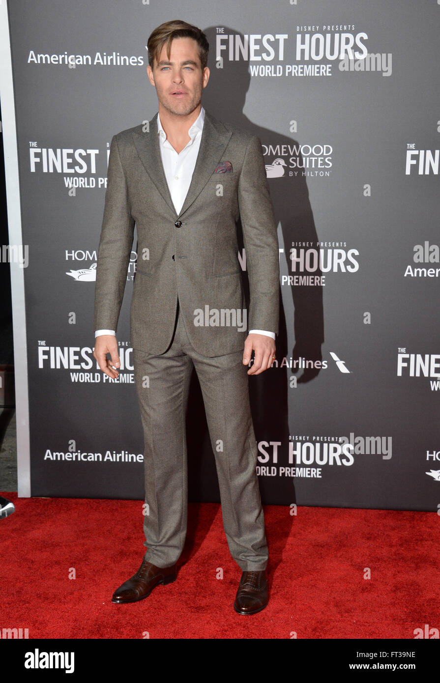 LOS ANGELES, CA - JANUARY 25, 2016: Actor Chris Pine at the premiere of ...